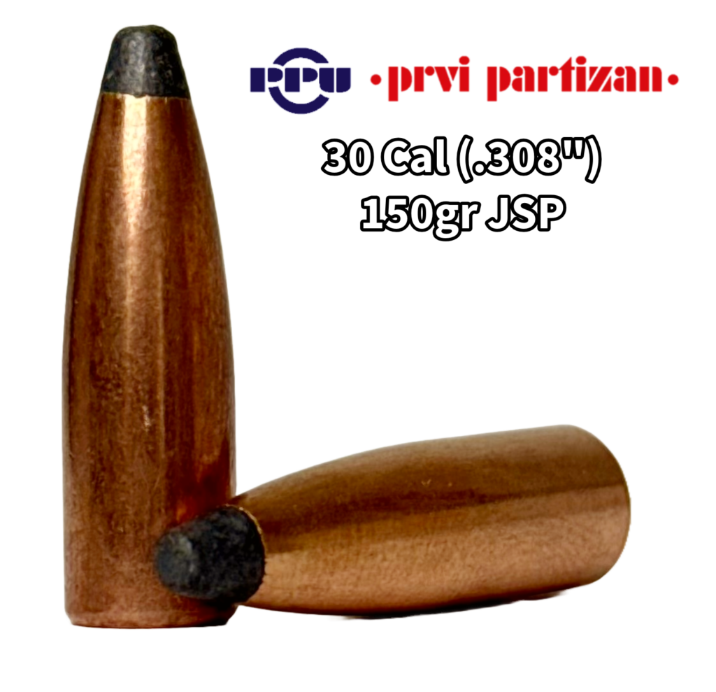 PPU 30 Cal (.308") 150gr Jacketed Spire Point (SP) Bullets - Raven ...