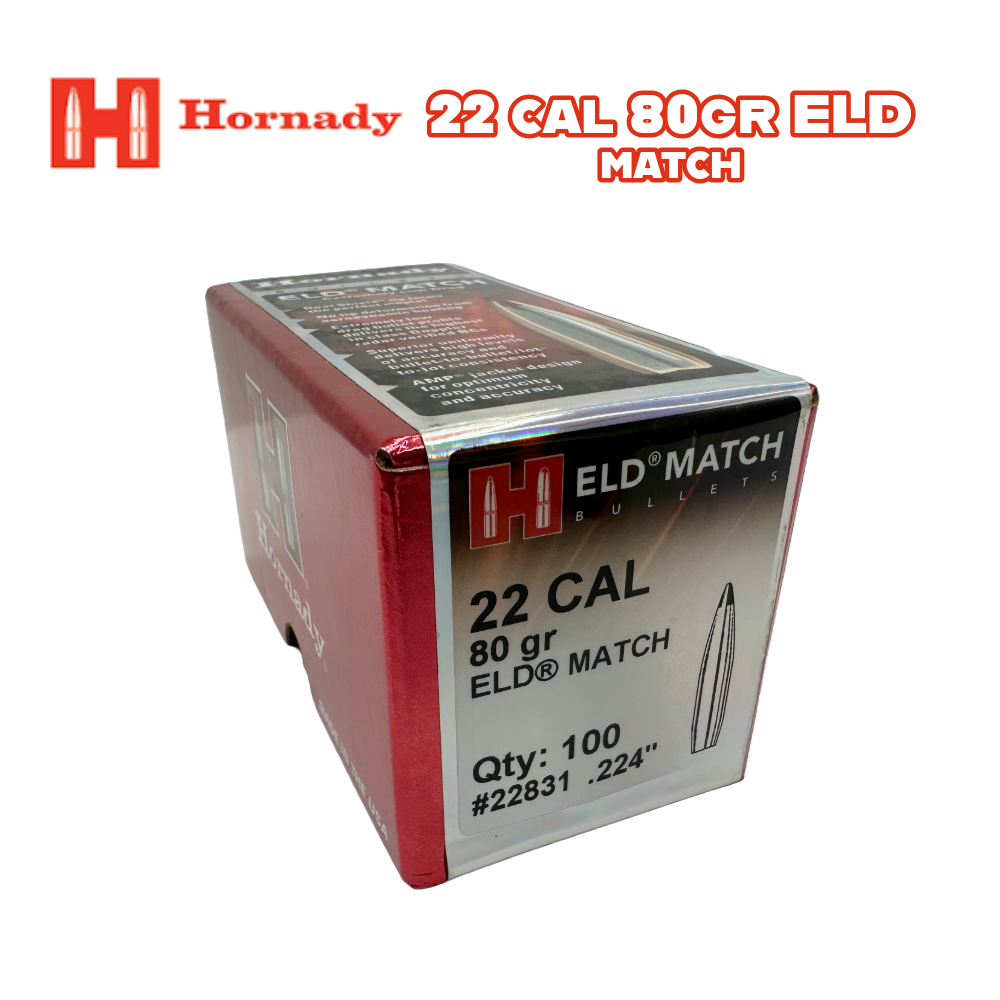 Hornady 22 Cal (.224") 80gr ELD Match Bullets - Raven Rocks Precision