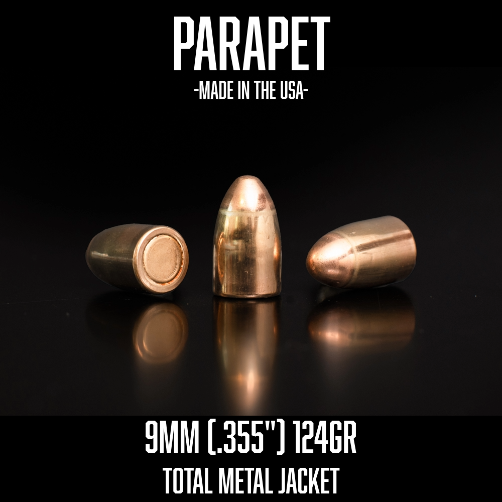 Parapet 9mm (.355") 124gr TMJ Romeo Lima Bullets - Raven Rocks Precision