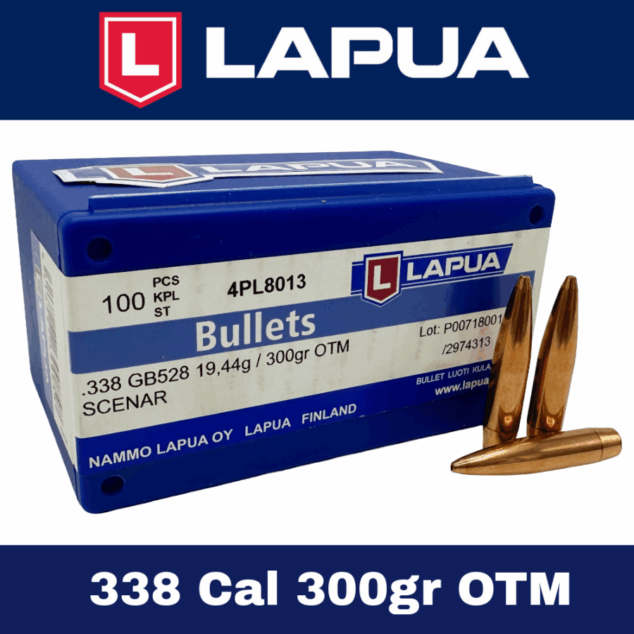 Lapua 338 Cal (.338") 300gr Scenar OTM Bullets - 100 ct Box - Raven ...