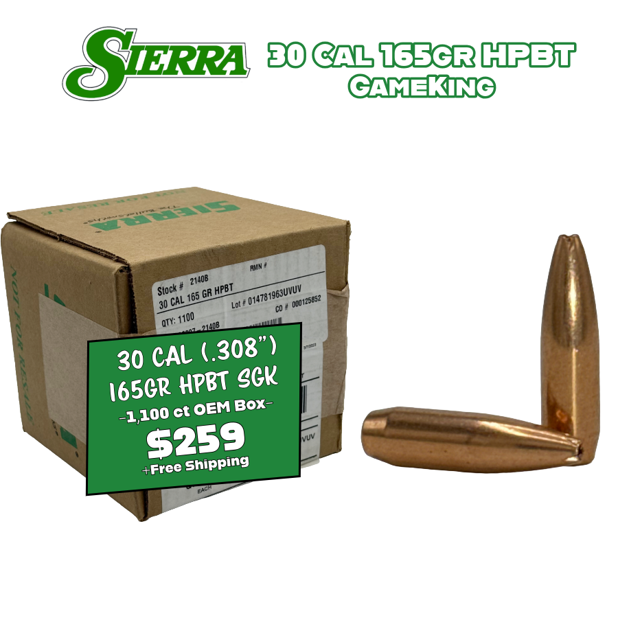 Sierra 30 Cal (.308) 165gr HPBT GameKing (SGK) Bullets - Raven Rocks ...